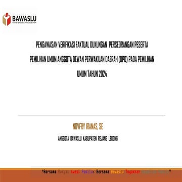 materi bimtek verifikasi faktual calon pemilu | PPT
