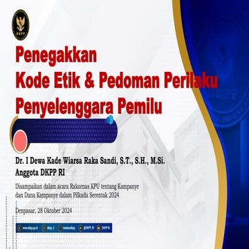 Penegakan Kode Etik Penyelenggara Pemilu | PPT