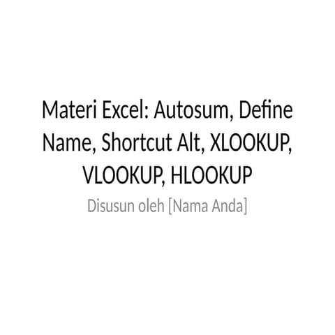 Comprehensive Excel Tutorial: Autosum, Define Name, Shortcuts, and ...