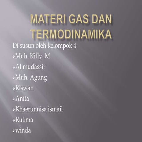 Materi gas dan termodinamika | PPTX