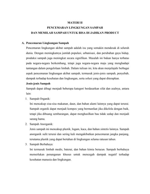 Pengolahan Sampah: Solusi untuk Lingkungan yang Lebih Bersih | PPTX