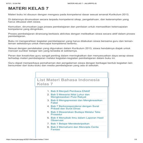 Materi kelas 7 jalurppg.id - Buku Pelajaran Siswa Lengkap | PDF