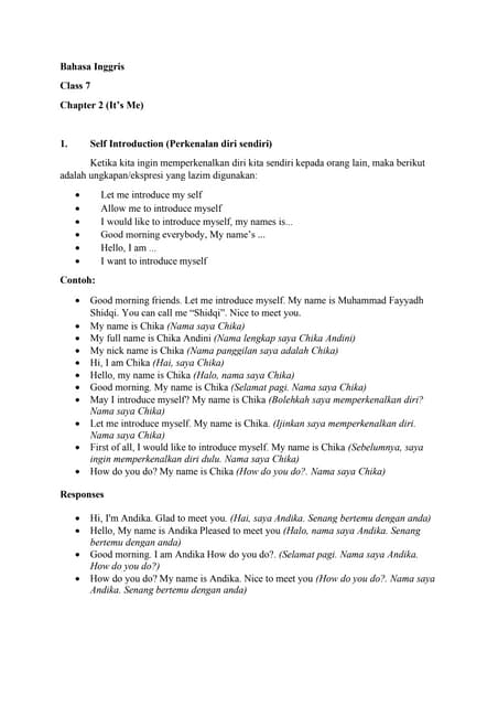 Ppt materi Bahasa Inggris SMP Kelas VII Introduction | PPTX