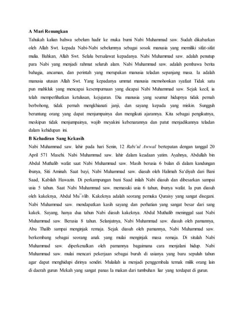 Sejarah ringkas nabi muhammad saw sejak lahir sampai wafat | PDF