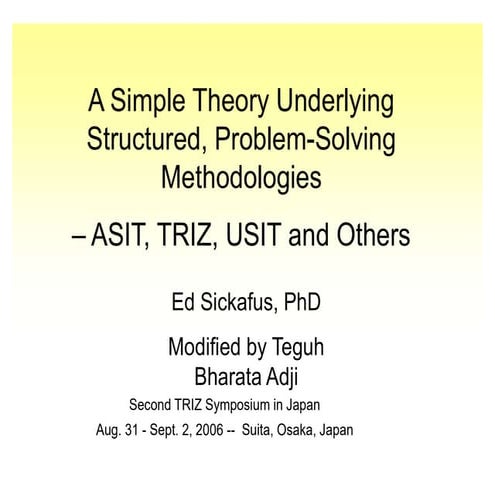 a simple theory, problem solving methodologies | PDF