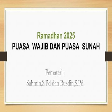 PPT Tentang puasa di bulan Ramadhan dan ketentuannya | PPTX