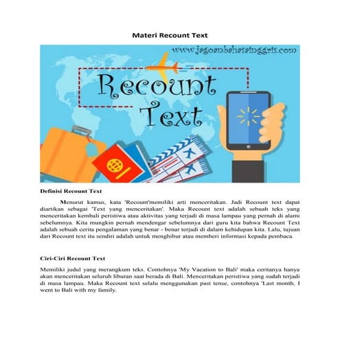 Materi pembelajaran bahasa inggris tentang recount text | PDF
