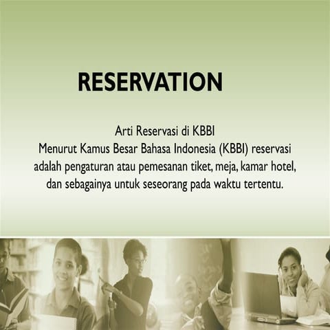 Materi Reservation untuk travel agencyl; | PPTX