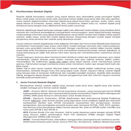 Materi Simkomdig KI-KD 3.7-4.7 Menganalisis Pembuatan Ebook (Naskah Digital) | PDF
