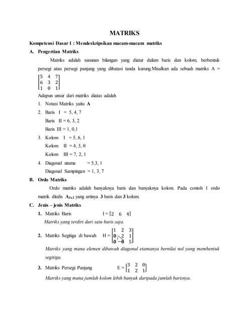 Bahan ajar matriks | PDF