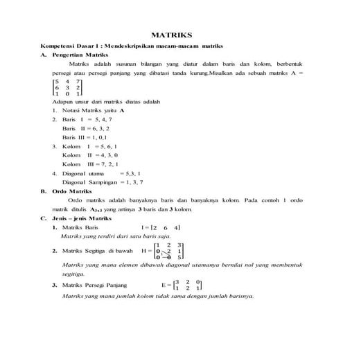Materi MATRIKS | PDF