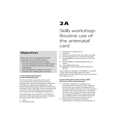 Maternal Care: Skills workshop Routine use of the antenatal card | PDF