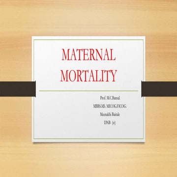Maternal mortality rate and its prevention | PPTX