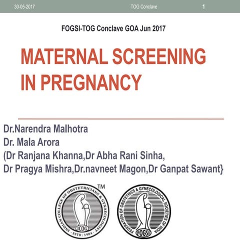 Maternal screening in pregnancy final | PPTX