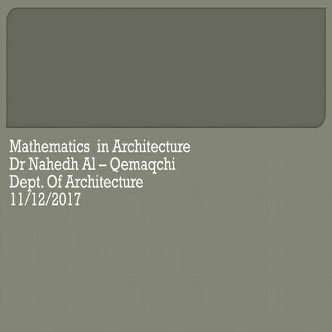 Math. in architecture | PDF