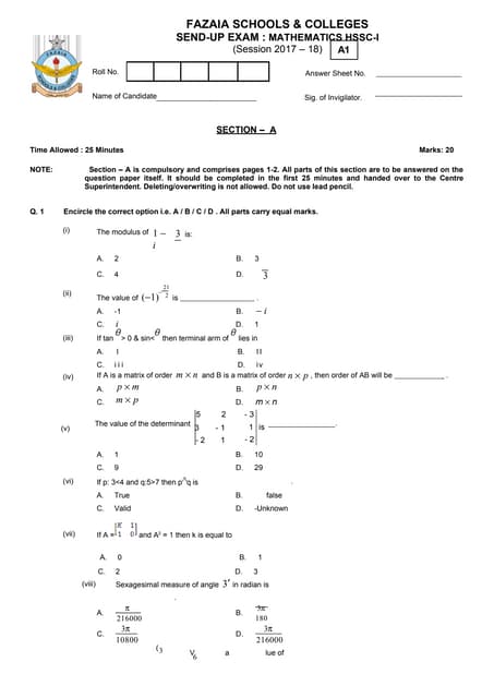 Math question paper (Chapter 1 - 3) | DOCX | Standardized Testing ...