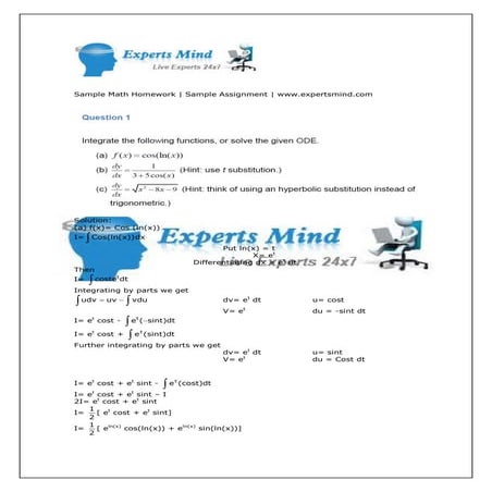 Math integration-homework help | PDF