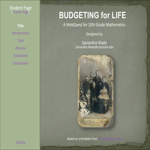 Math WebQuest-Budgeting | PPT