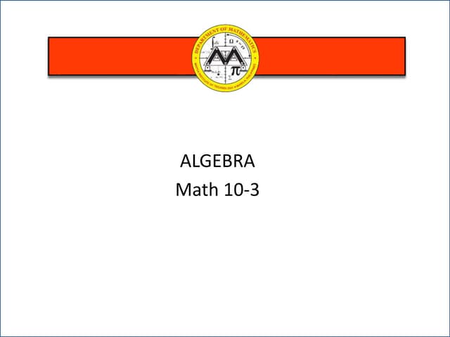 Algebraic expressions and equations | PPTX
