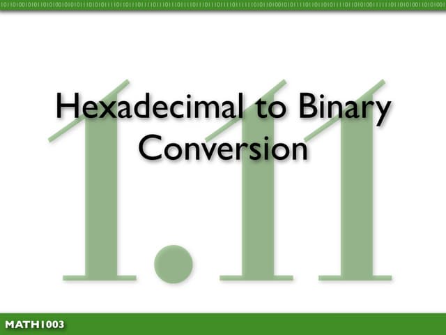 Math1003 1.6 - Binary Number System