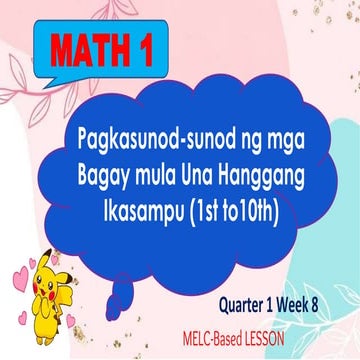 MATHEMATICS - GRADE ONE FIRST QUARTER WEEK 8 | PPTX