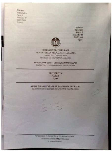 Math 2007 pspm | PDF