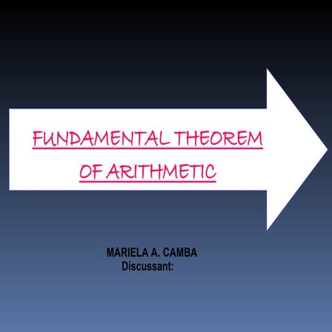 math 208 report fundamental theorem of arithmetic | PPT