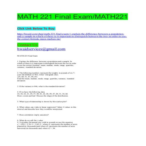 Math 221 final exam math221 | DOCX | Heart and Cardiovascular Diseases ...