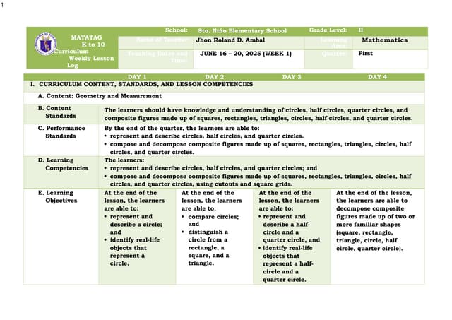 Lesson plan about Shapes | DOCX