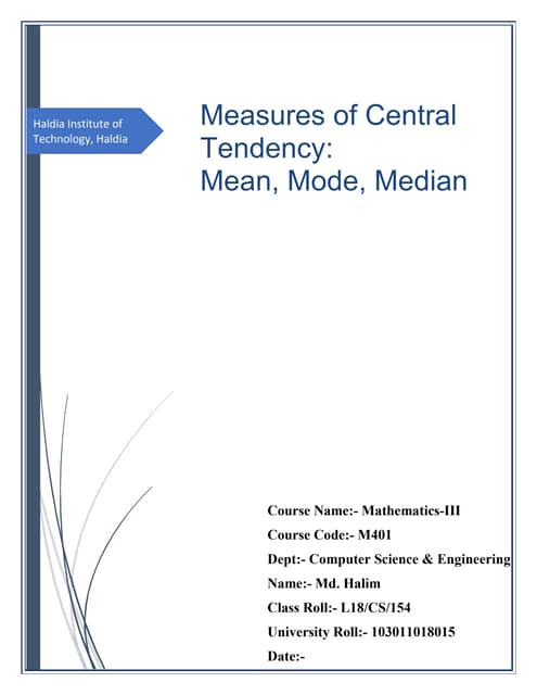 Measures of central tendency | PPT