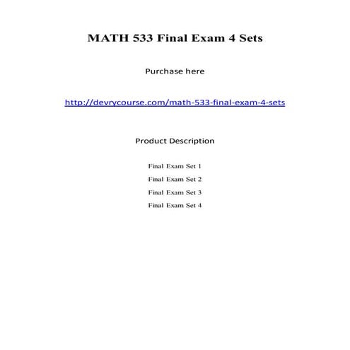 Math 533 final exam 4 sets | DOCX