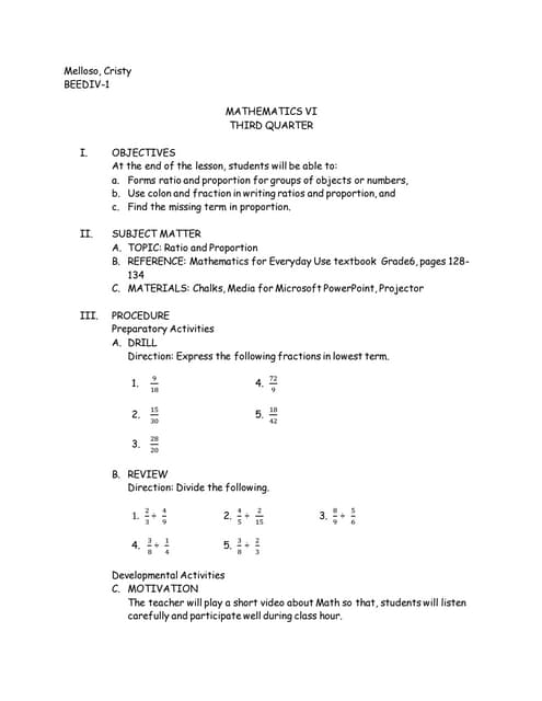 COT LESSON PLAN ADDING AND SUBTRACTING SIMILAR FRACTIONS - EXPLICIT | PDF