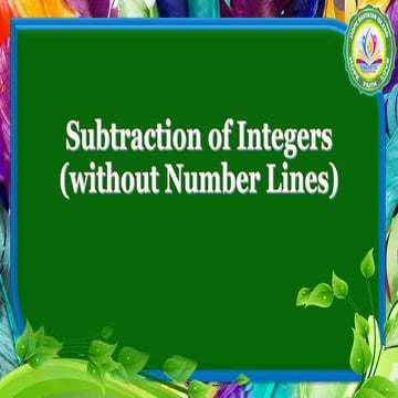 Math 7 lesson 6 subtraction of integers (without number lines) | PDF