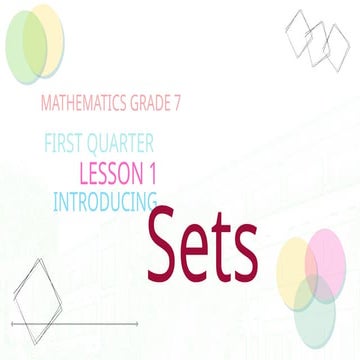 Mathematics Grade 7 Lesson 1 Introducing Sets | PPTX