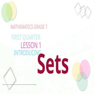 Mathematics Grade 7 Lesson 2 Sets and Subsets | PPT