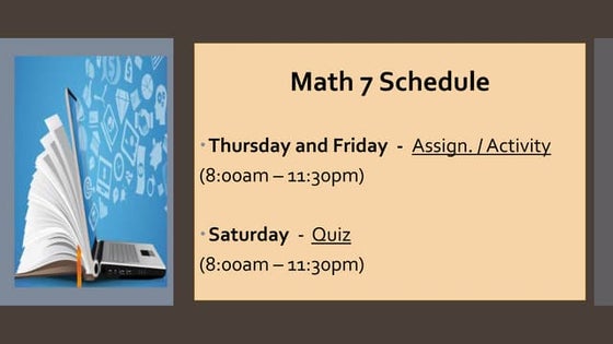 Math, sci, esp schedule | PPT