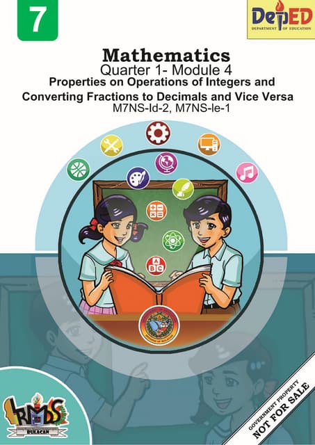 MATH 7_WEEK 4_Properties on Operations of Integers and Converting ... MATH 7_WEEK 4_Properties on Operations of Integers and Converting ...