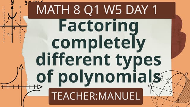 Problem Solving Involving Factoring | PPTX