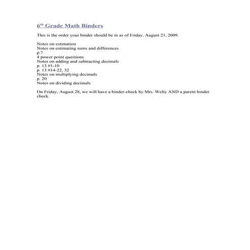 Math Binder 6th | PDF