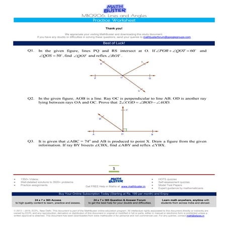 MathBuster Practice Worksheet CBSE Class 9 Chapter 6 | PDF