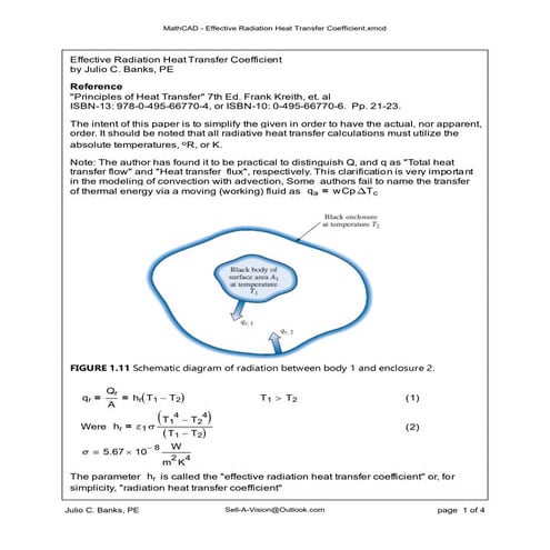 Math cad effective radiation heat transfer coefficient.xmcd