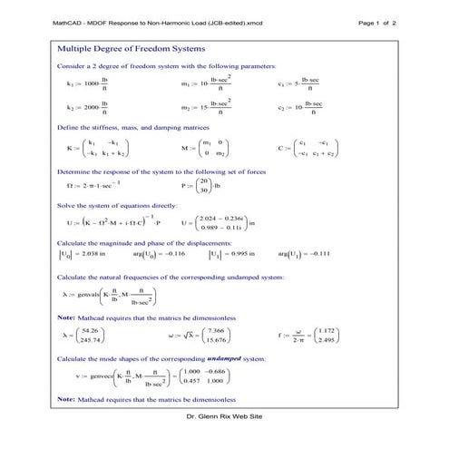 structural dynamics free and force vibration undamped impulse load | PDF