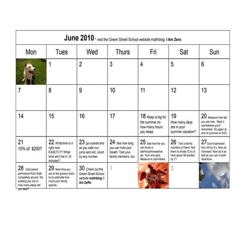 Math calendar for blog | PPT