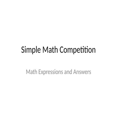 Math Competition ESL - math expressions with answers | PPT