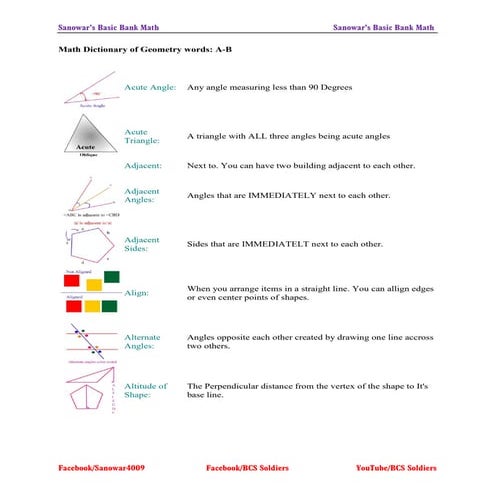 Geometry Words Geometry SHAPE Vocabulary Cards For First Grade