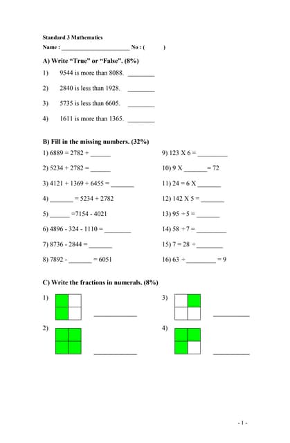 Year 3 Mathematics Exercise | PDF | Homework and Study | Education