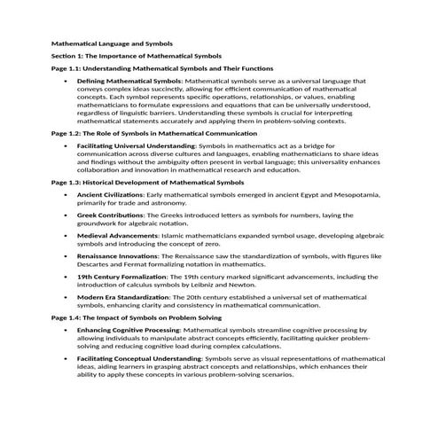 Mathematics in the modern world:Mathematical language and symbols | DOCX