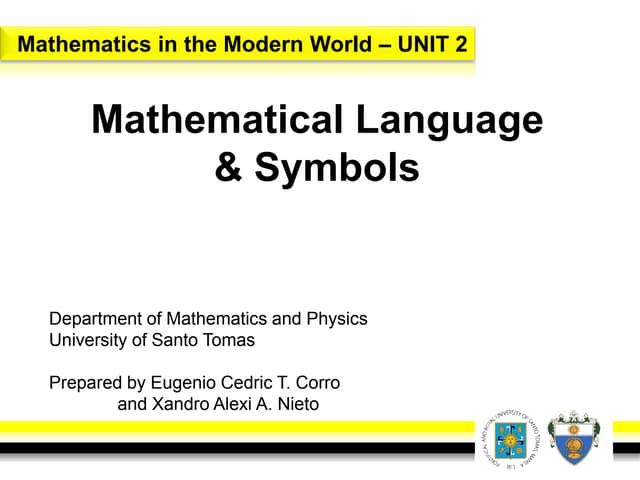 Mathematical language and symbols | PPTX