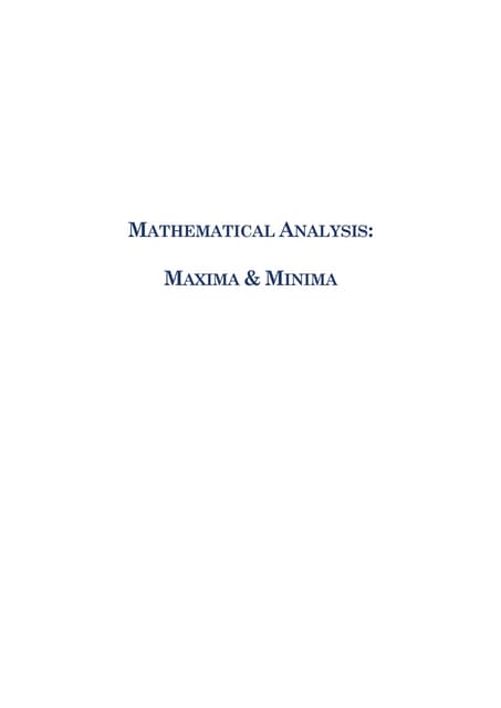 Engineering Mathematics | Maxima and Minima | PPTX