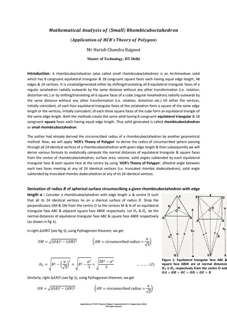 Mathematical analysis of cuboctahedron/Archimedean solid by HCR | PDF